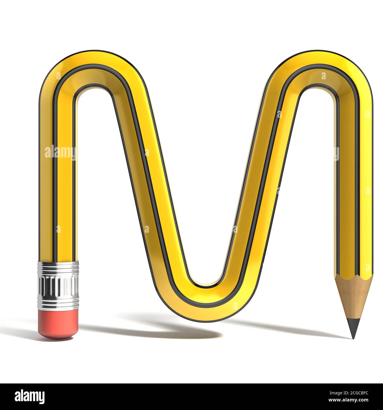 pencil 3d font letter M Stock Photo - Alamy