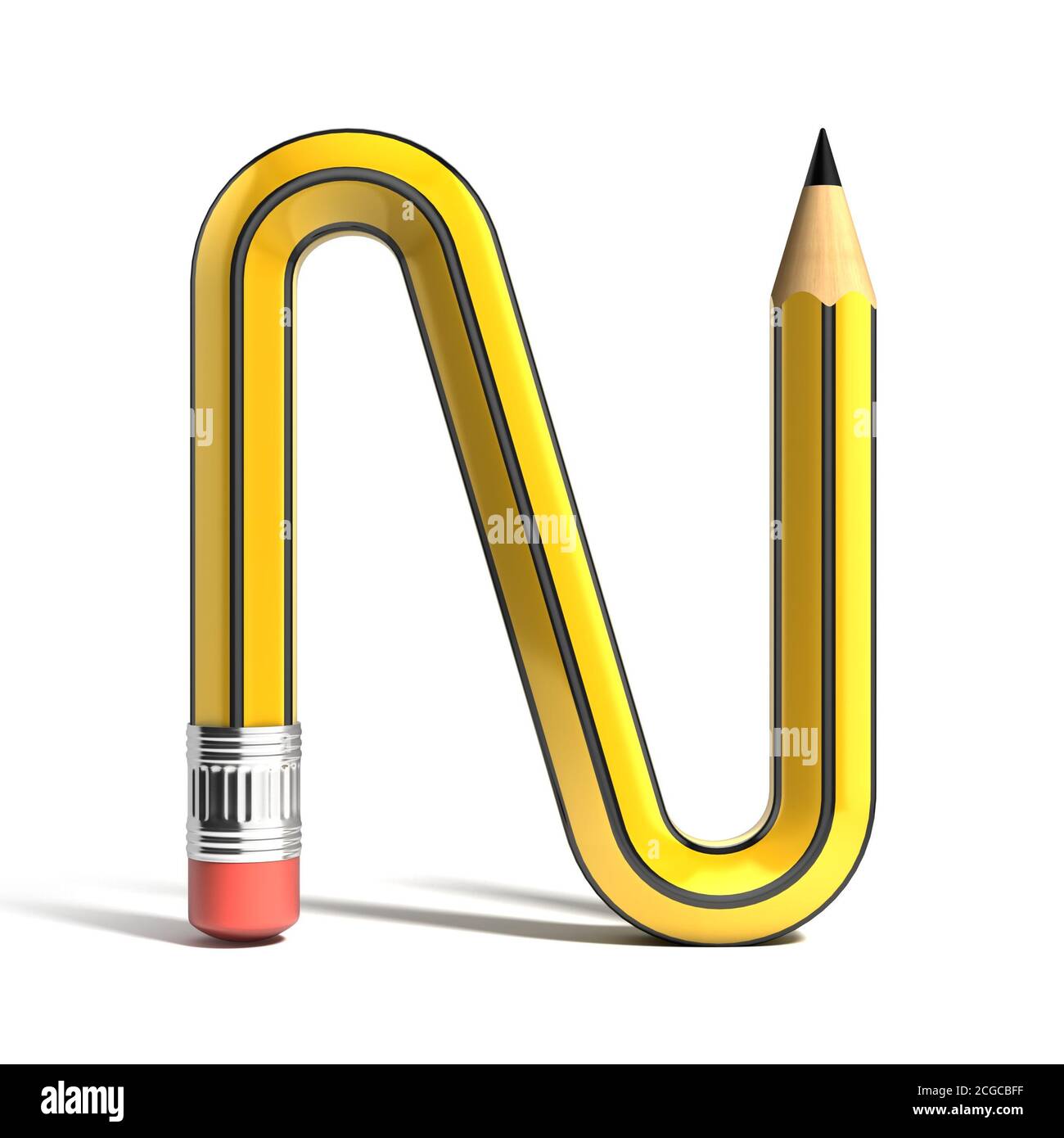 pencil 3d font letter N Stock Photo - Alamy
