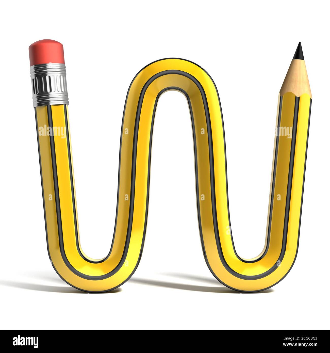 pencil 3d font letter W Stock Photo - Alamy