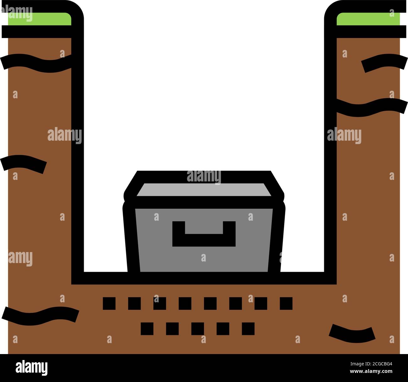 coffin in burial pit color icon vector isolated illustration Stock ...