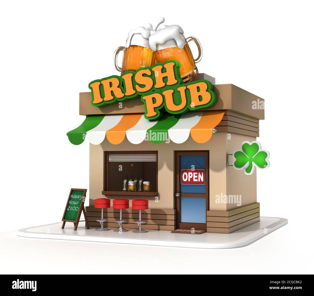Irish pub mini store 3d rendering Stock Photo - Alamy