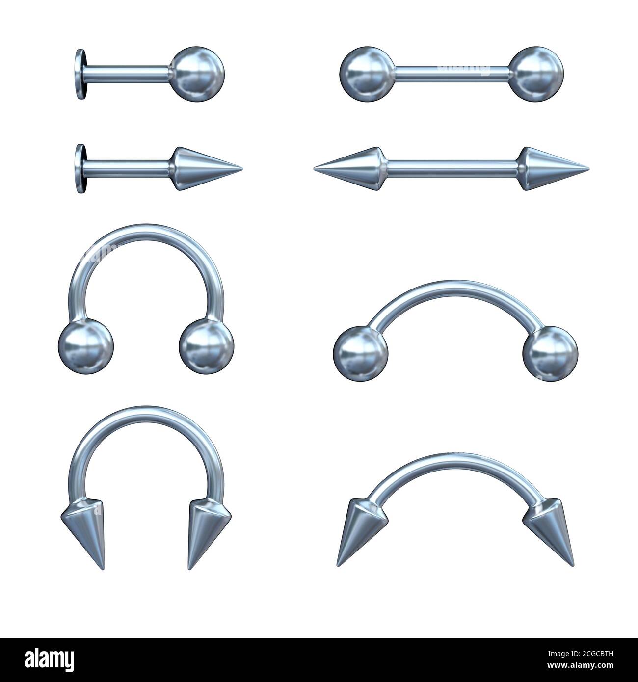 3d piercing set on white background Stock Photo - Alamy