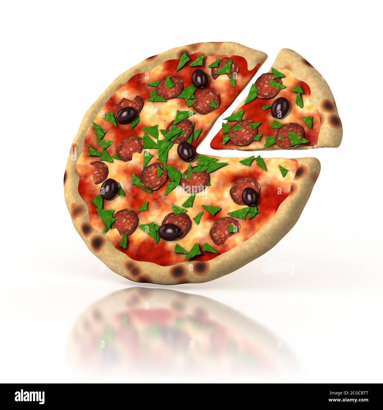 pizza on white background 3d illustration Stock Photo - Alamy