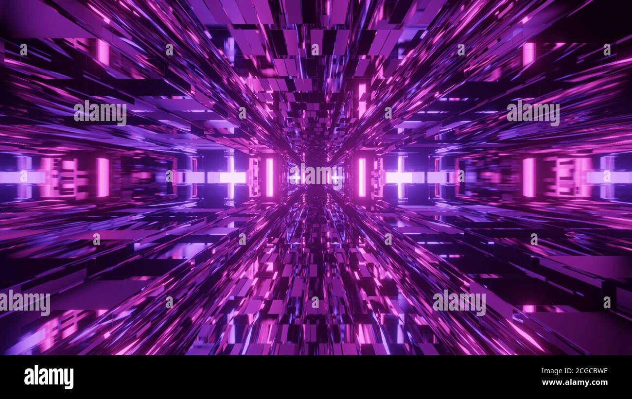 Illuminated Advanced Neon Passage 4k uhd 3d illustration background ...