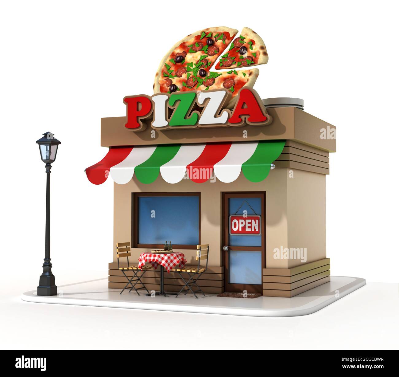 pizzeria mini store 3d illustration Stock Photo - Alamy