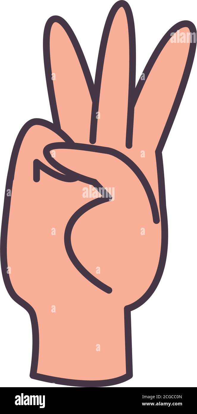 six hand sign language line and fill style icon design of People help ...
