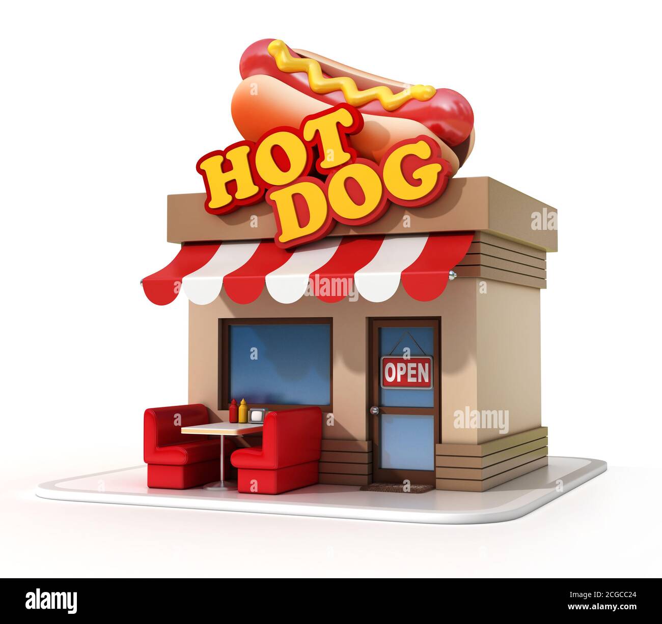 Hot dog restaurant 3d rendering Stock Photo - Alamy