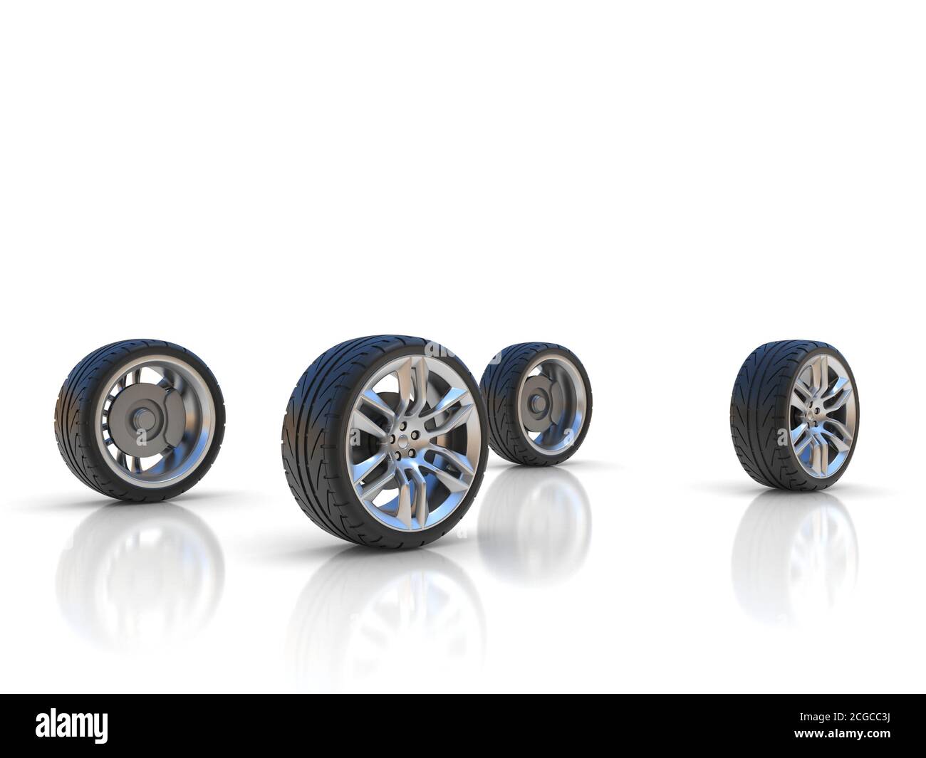 four car wheels 3d rendering Stock Photo - Alamy