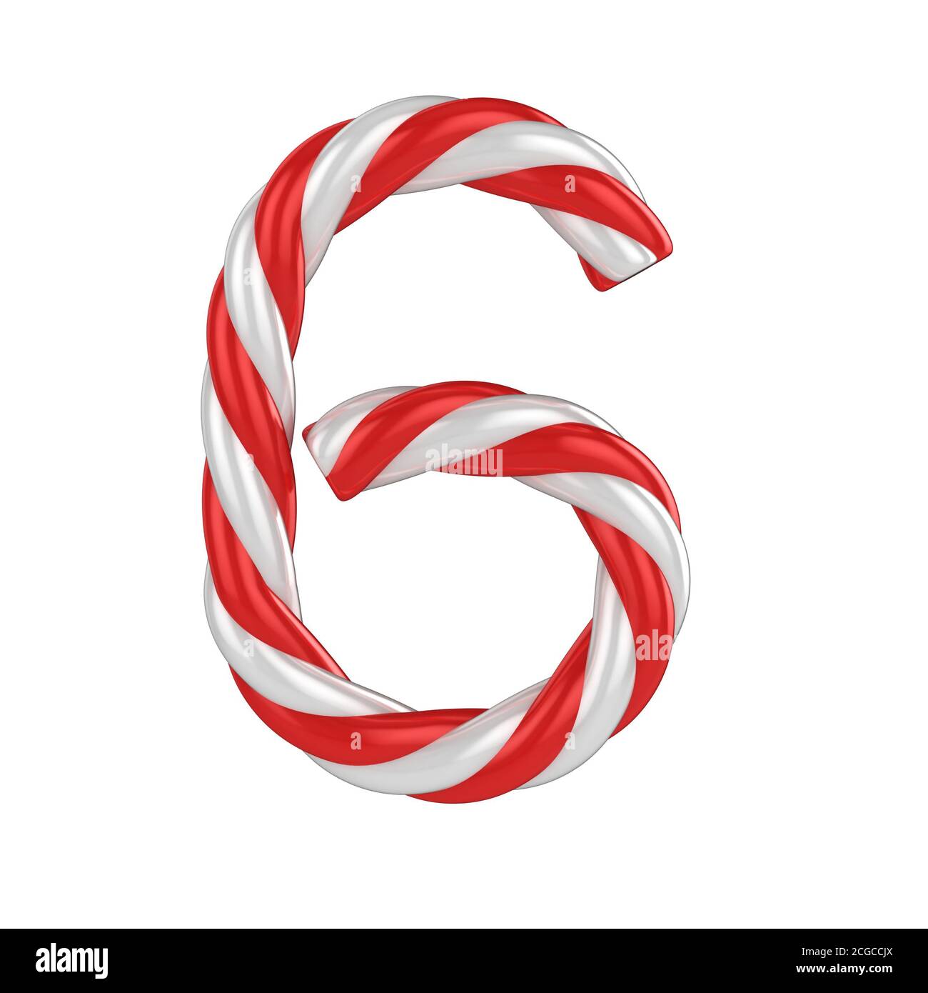 christmas candy cane font - number 6 Stock Photo - Alamy