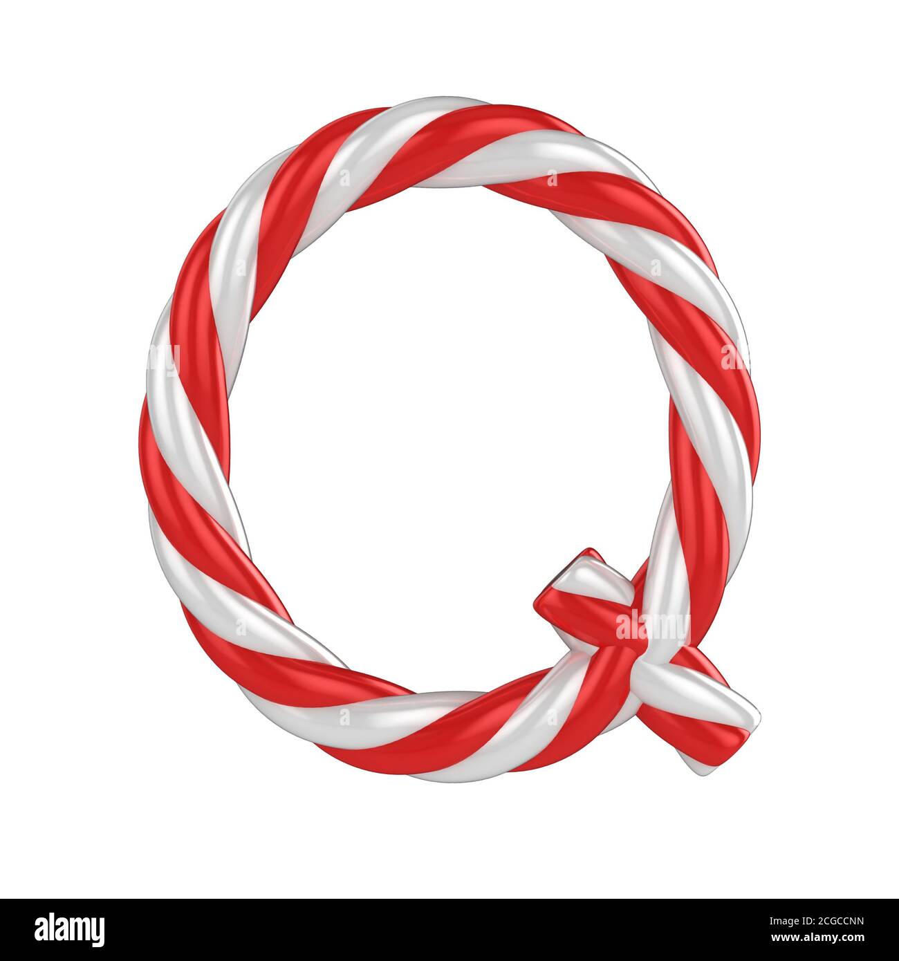 christmas candy cane font - letter Q Stock Photo - Alamy