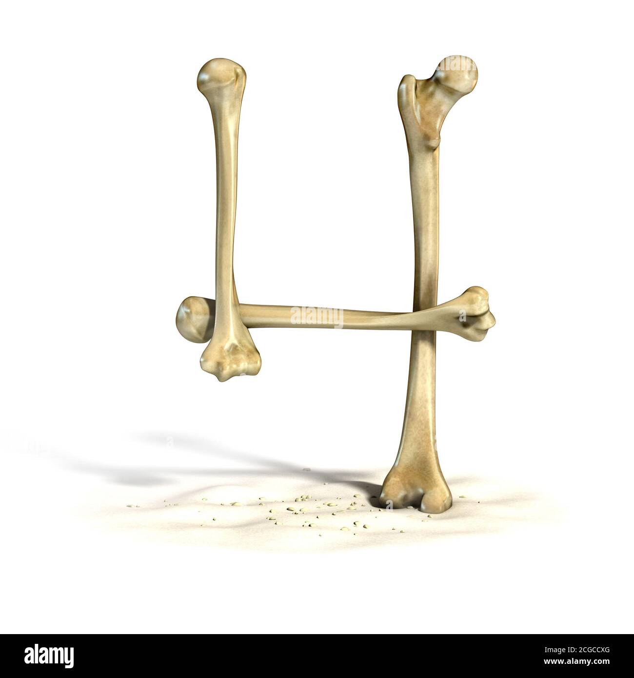 bones 3d font number 4 Stock Photo - Alamy