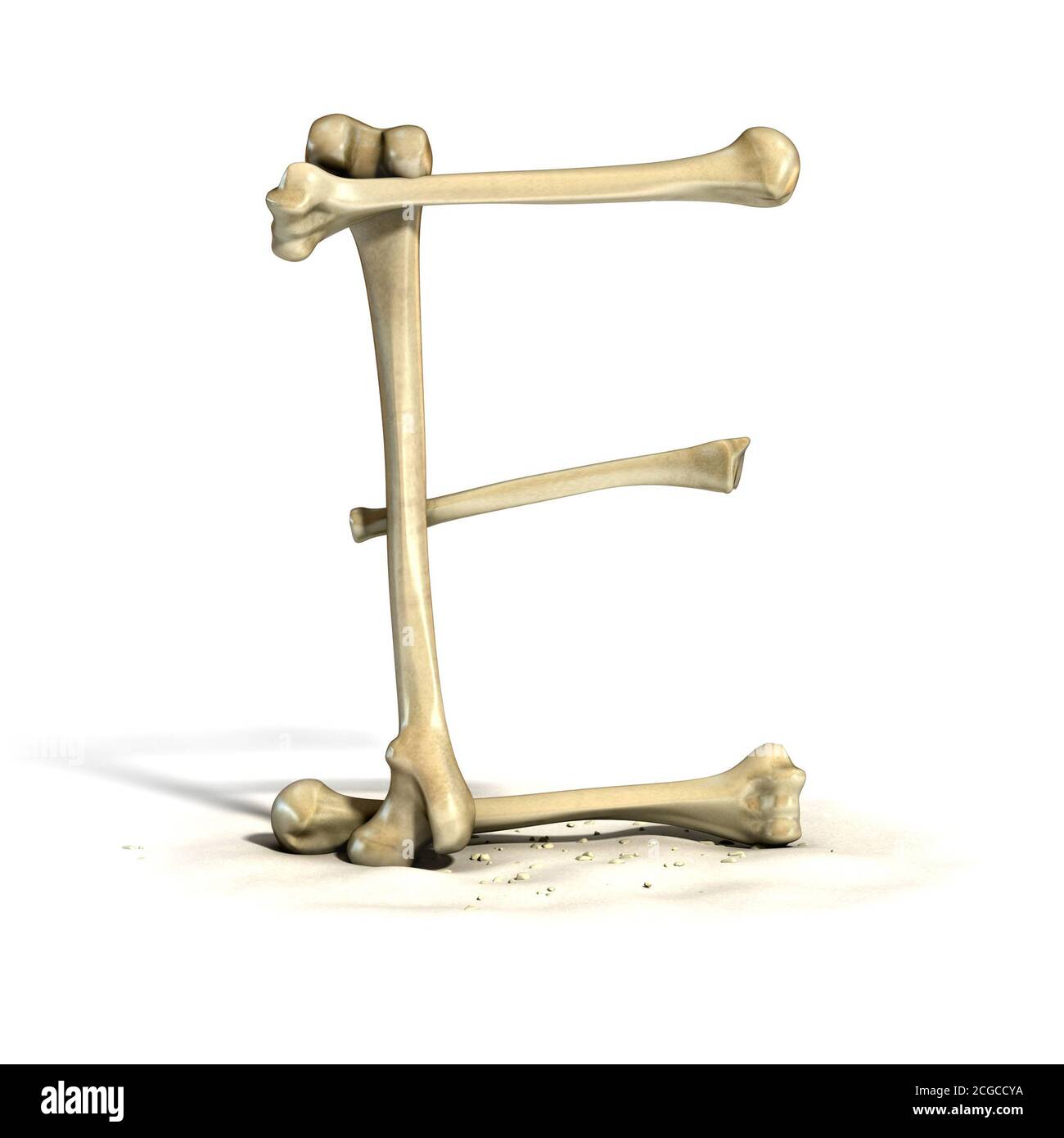 bones 3d font letter E Stock Photo - Alamy