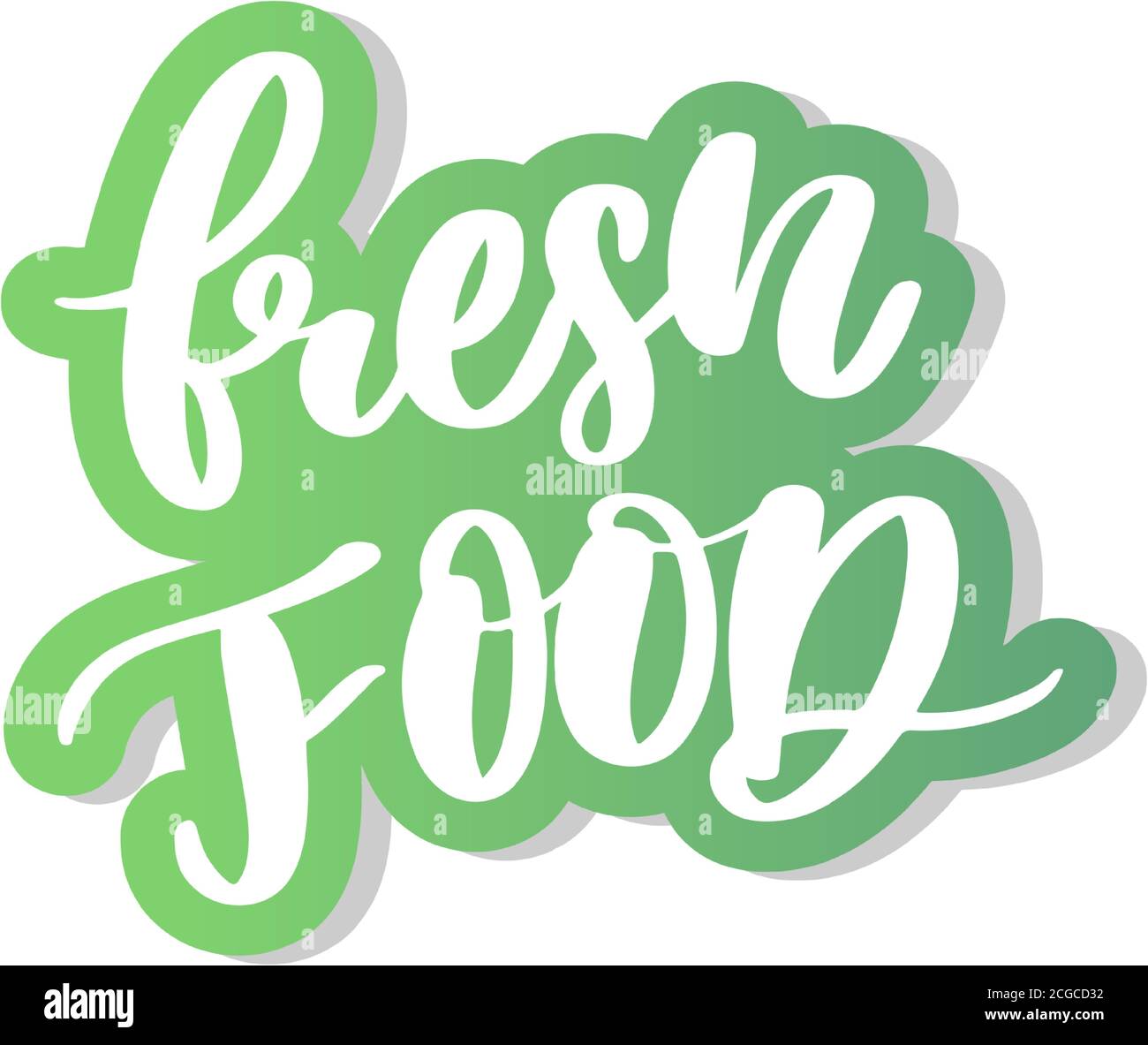 Fresh food lettering calligraphy Rubber Stamp green Stock Vector Image ...
