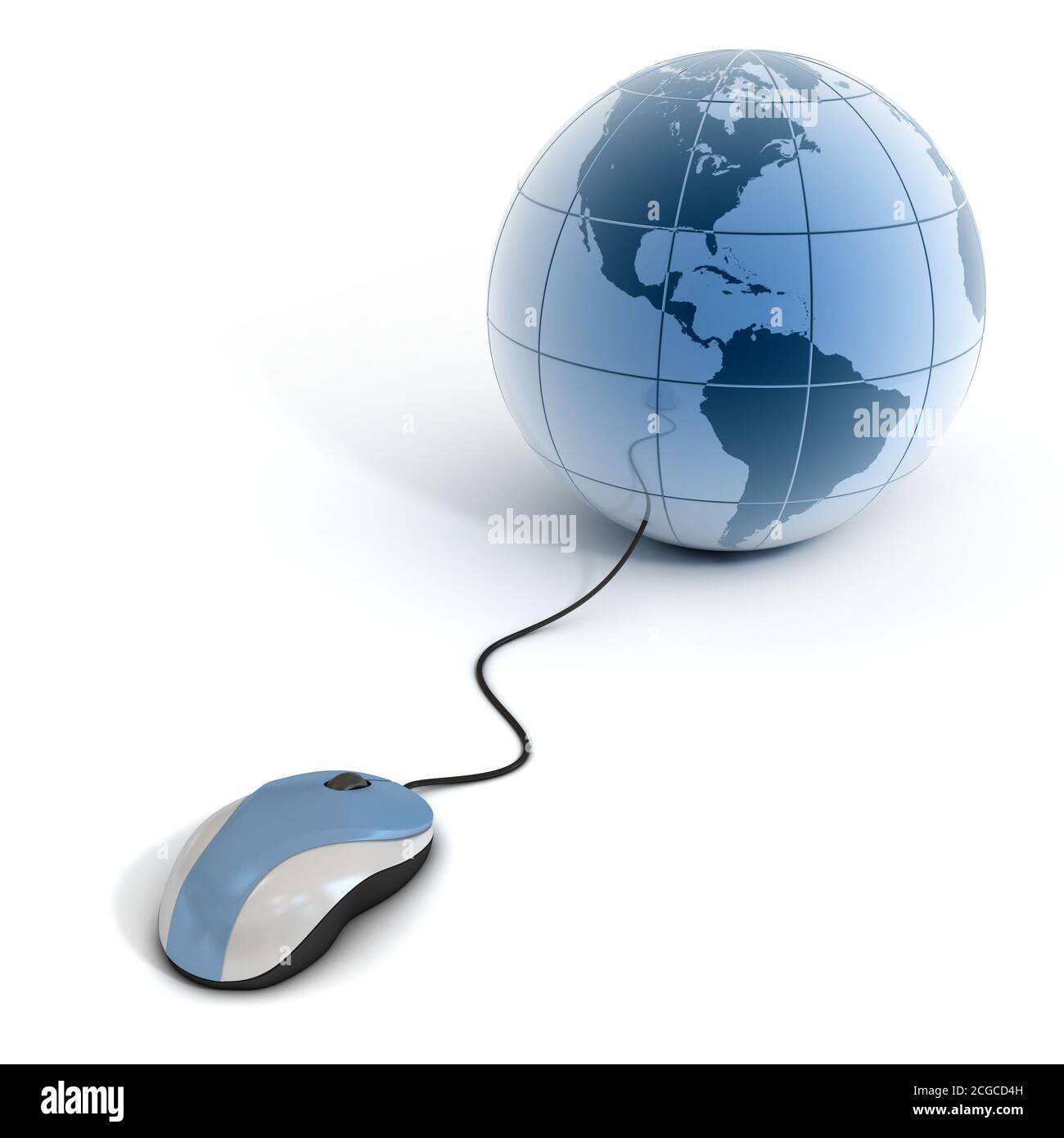 internet 3d concept - computer mouse with globe Stock Photo - Alamy