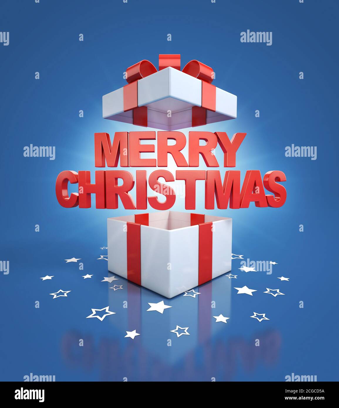 merry christmas letters inside gift box Stock Photo - Alamy