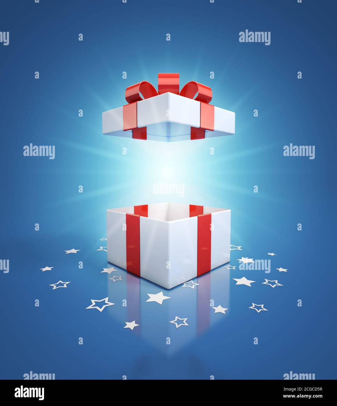 3d blue open gift hi-res stock photography and images - Alamy