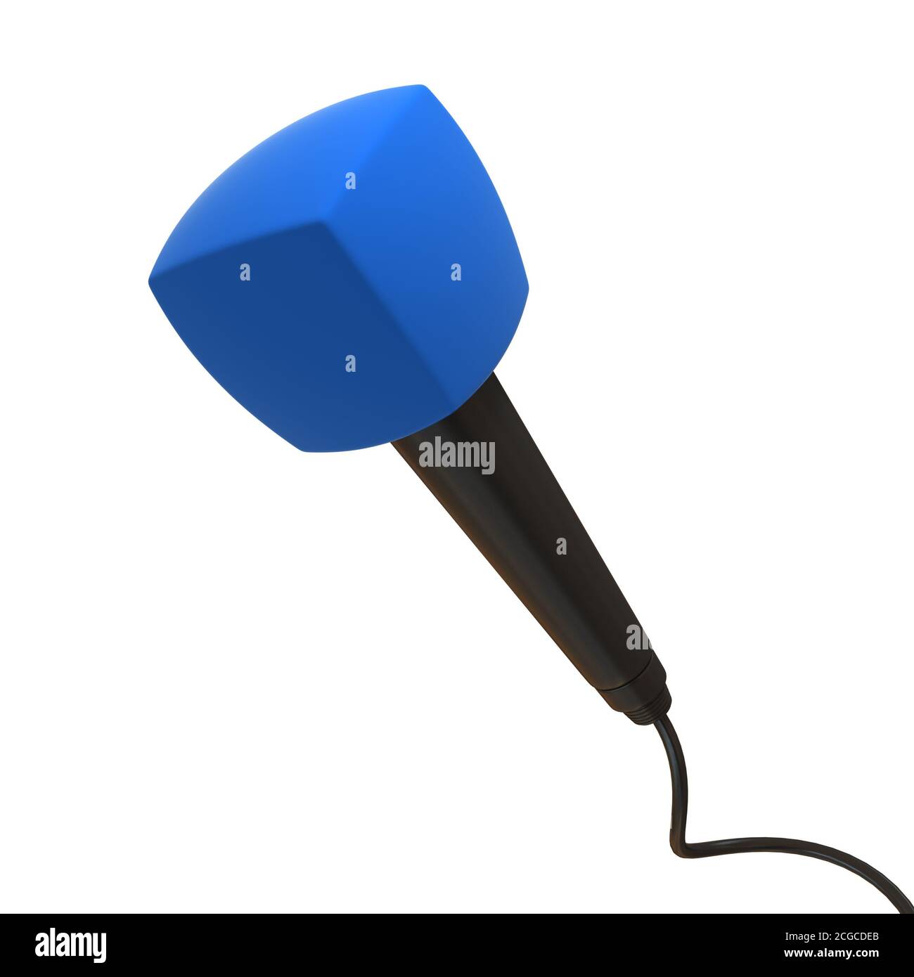 blue microphone on white background Stock Photo - Alamy