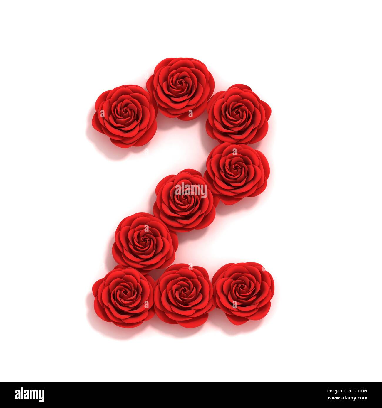 red roses font number 2 Stock Photo - Alamy