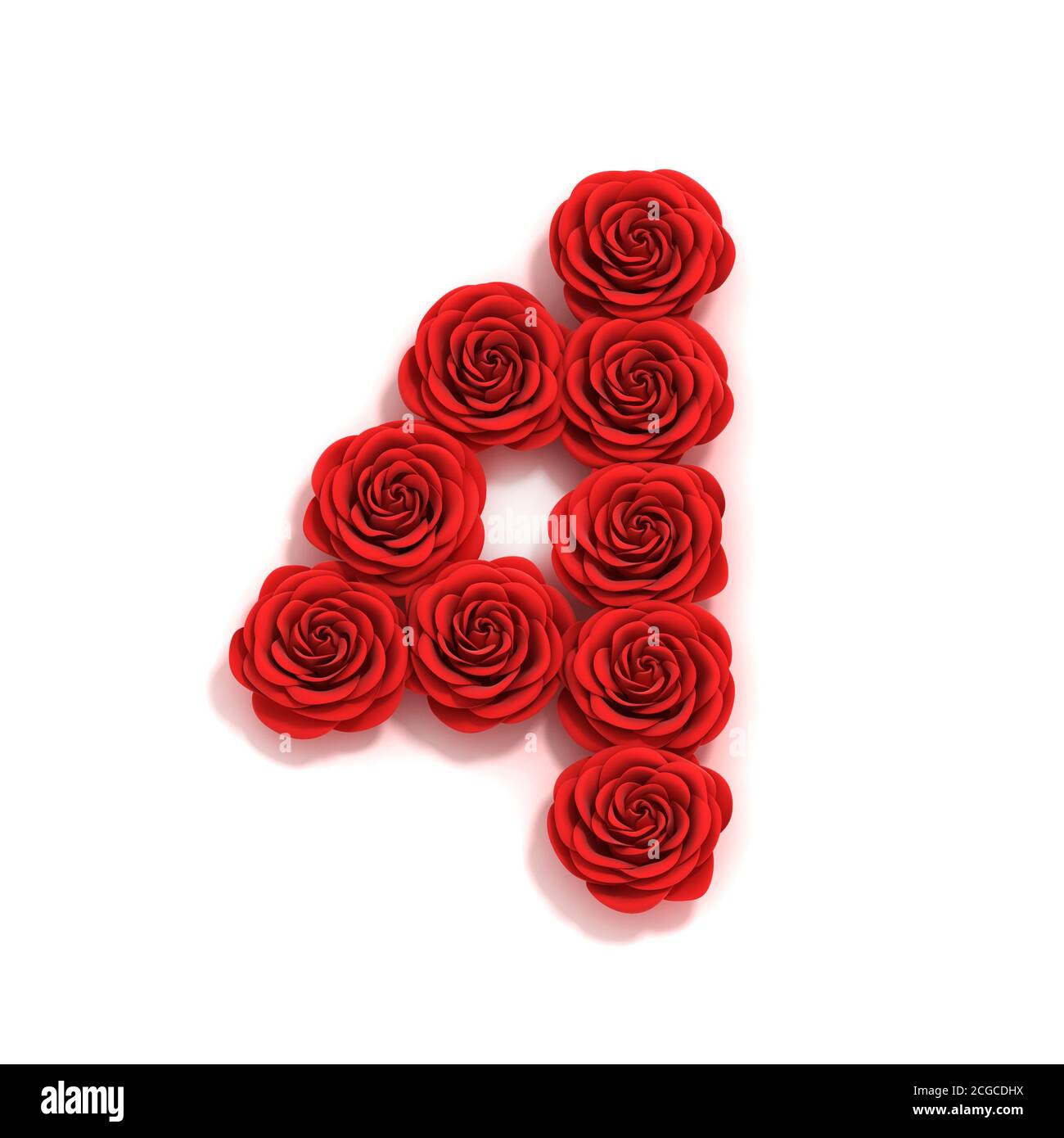 red roses font number 4 Stock Photo - Alamy