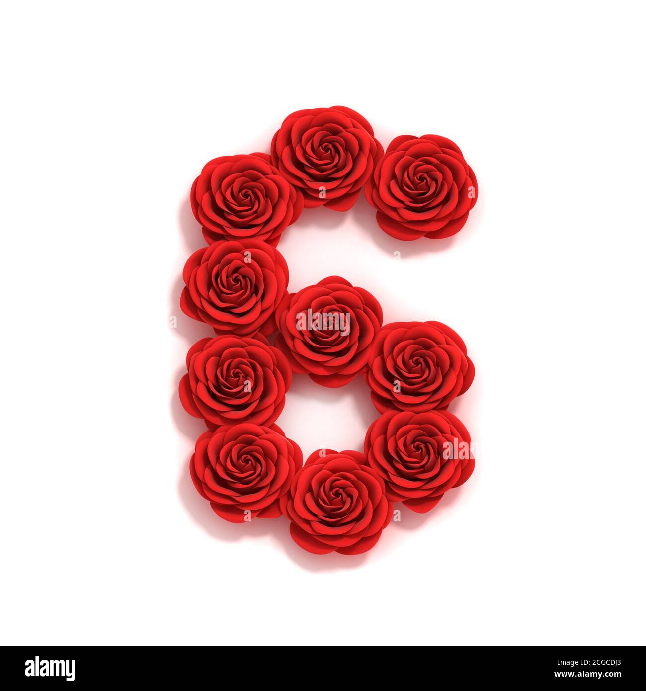 red roses font number 6 Stock Photo - Alamy