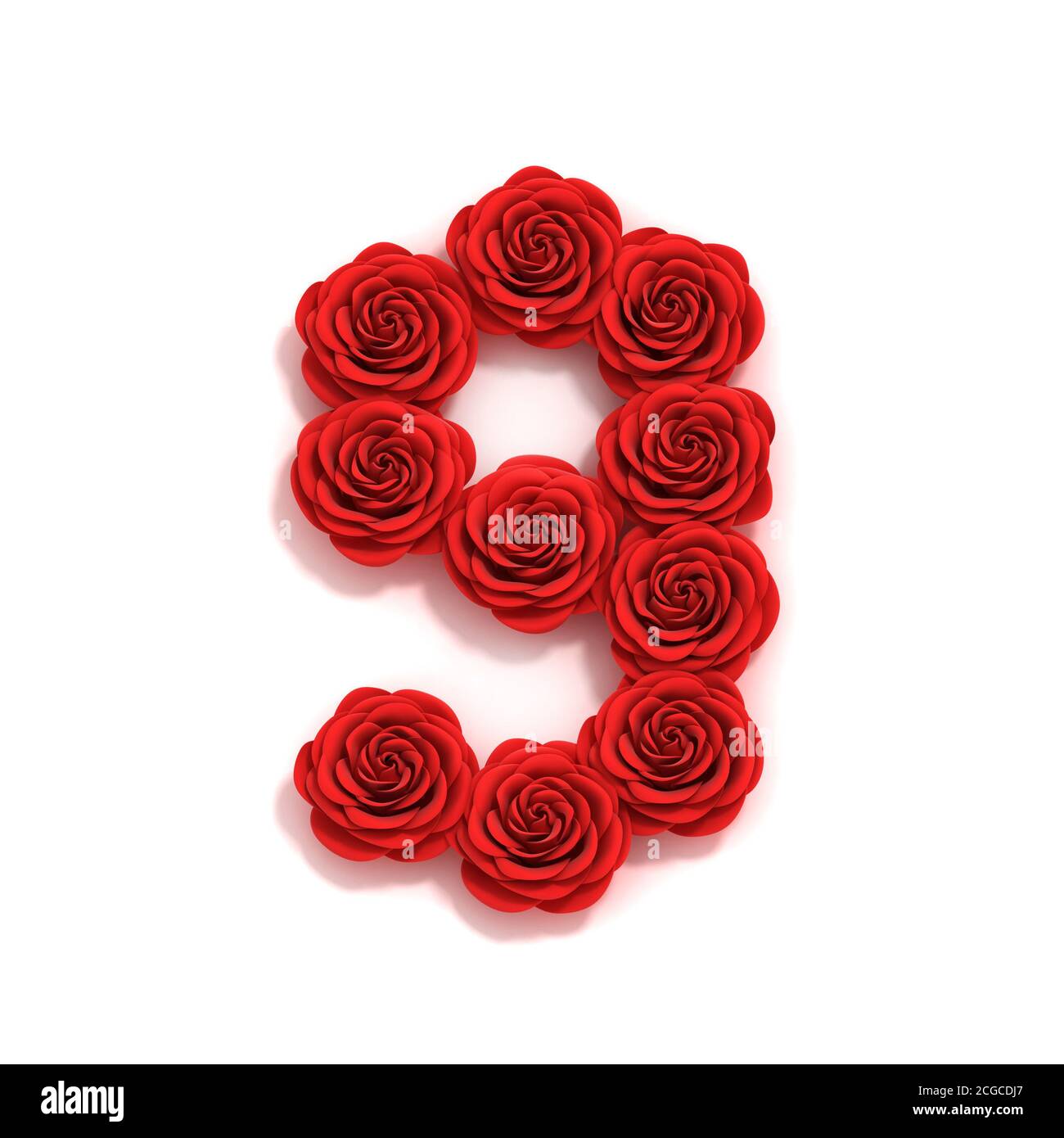 red roses font number 9 Stock Photo - Alamy