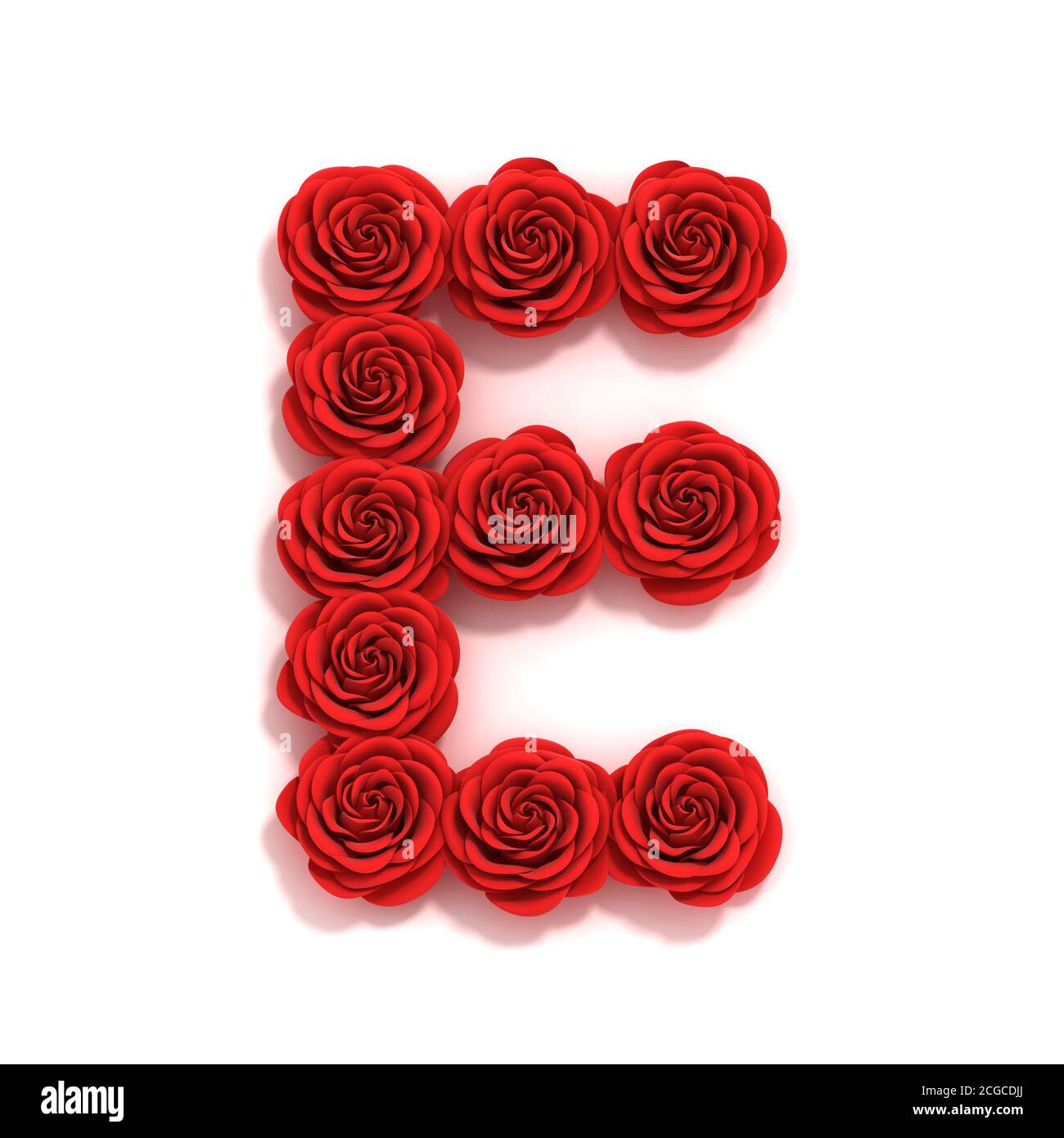 red roses font letter E Stock Photo - Alamy