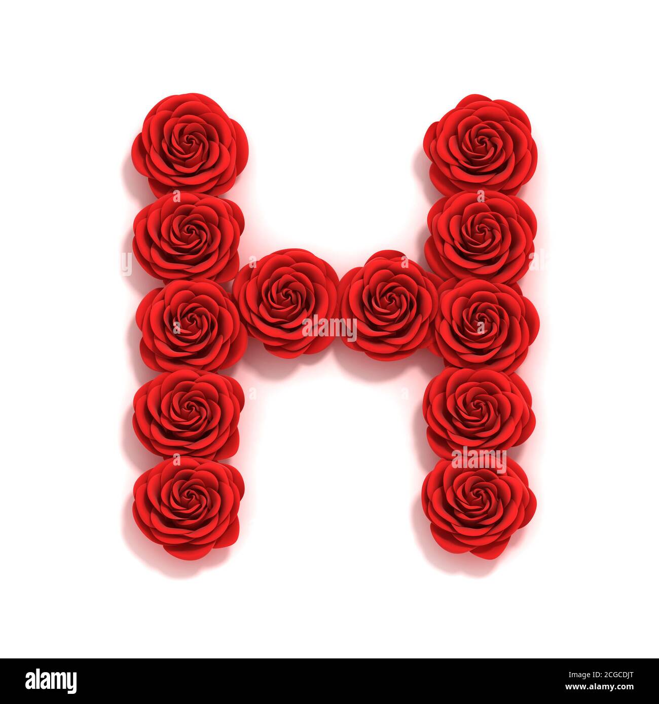 red roses font letter H Stock Photo - Alamy