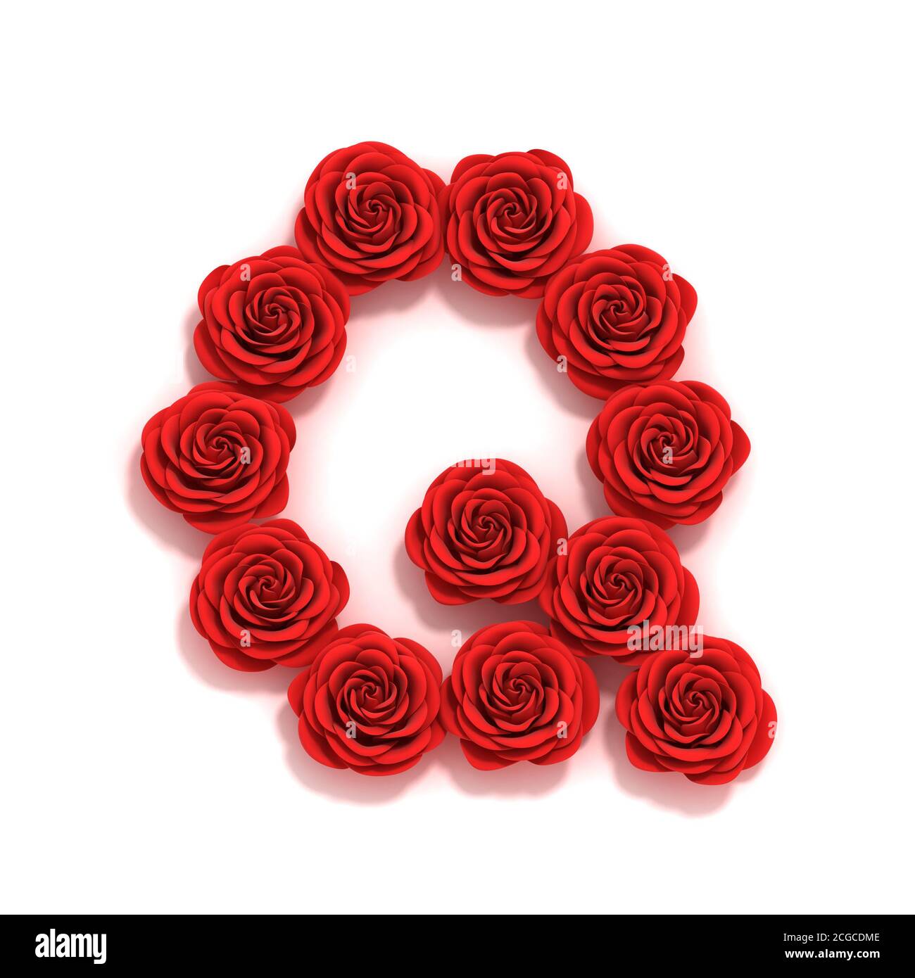 red roses font letter Q Stock Photo - Alamy