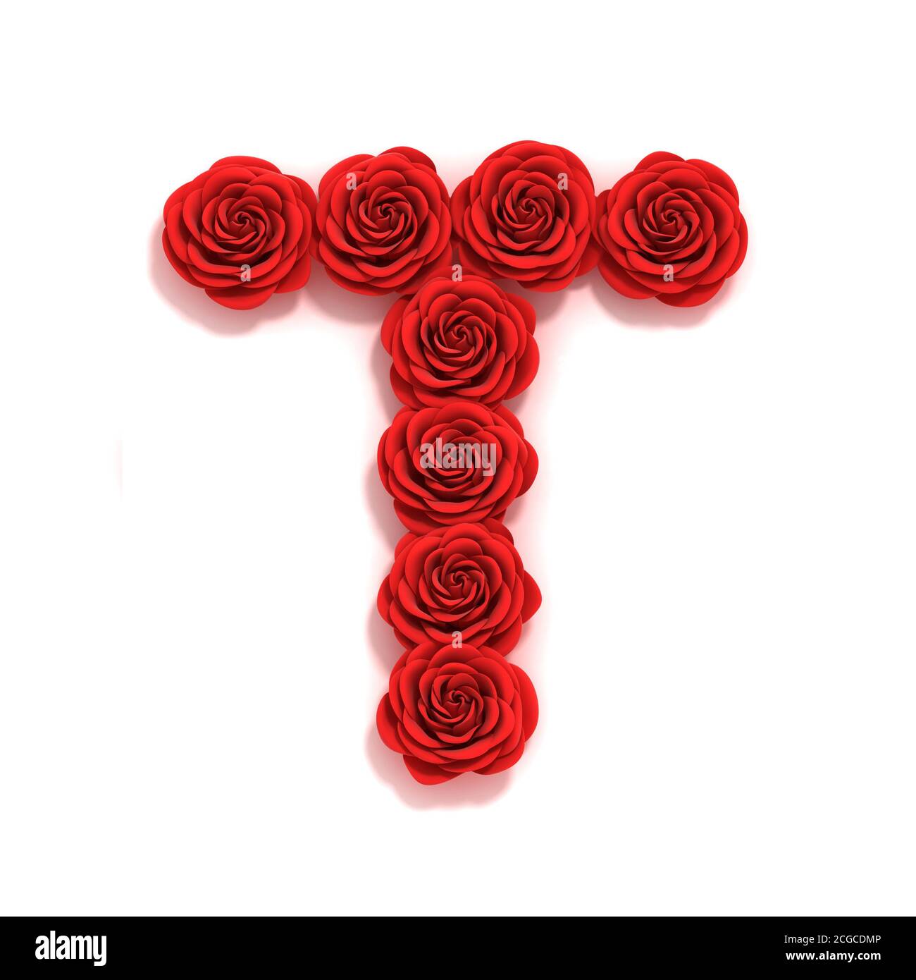 red roses font letter T Stock Photo - Alamy