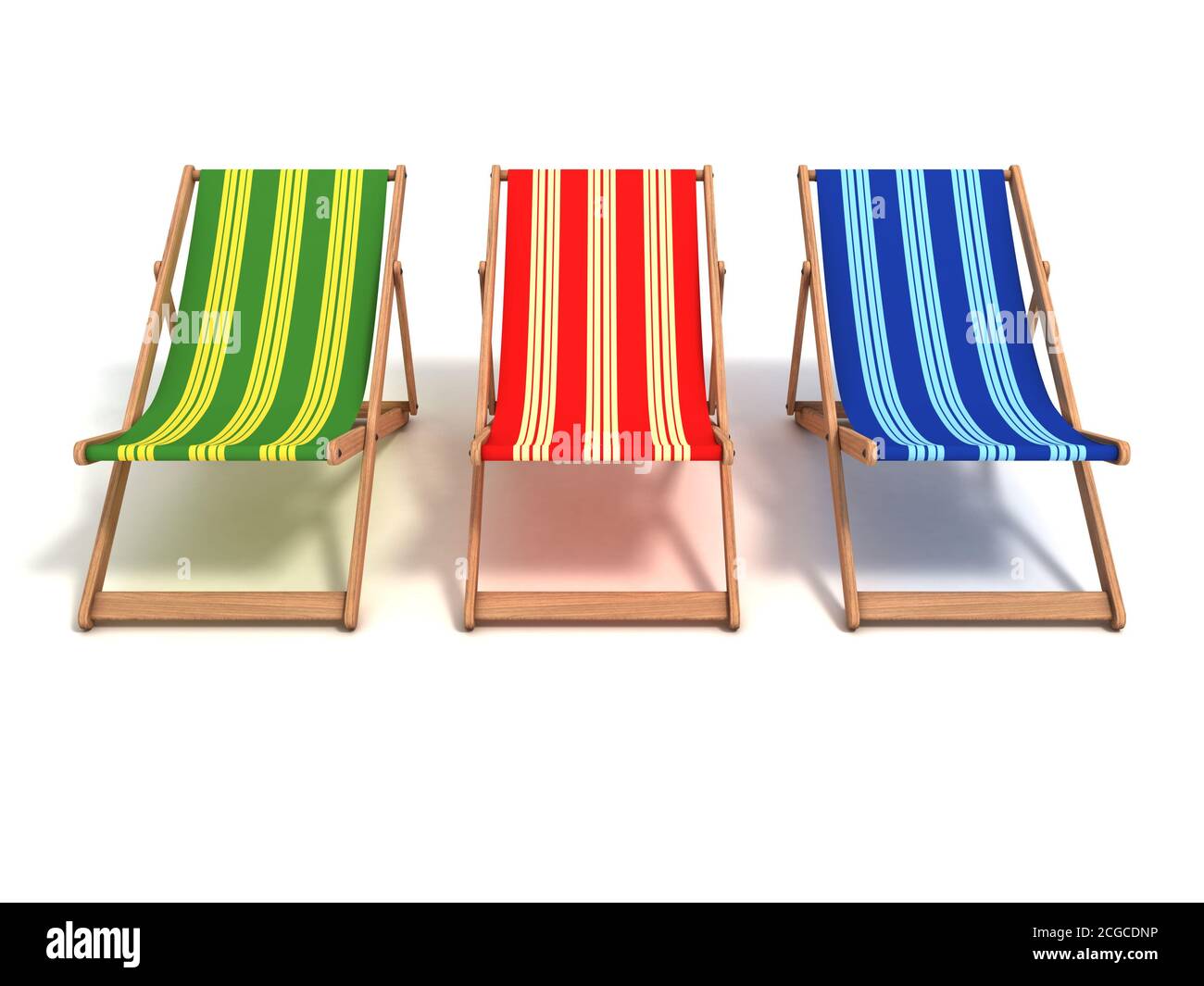 colorful beach chairs 3d illustration Stock Photo - Alamy