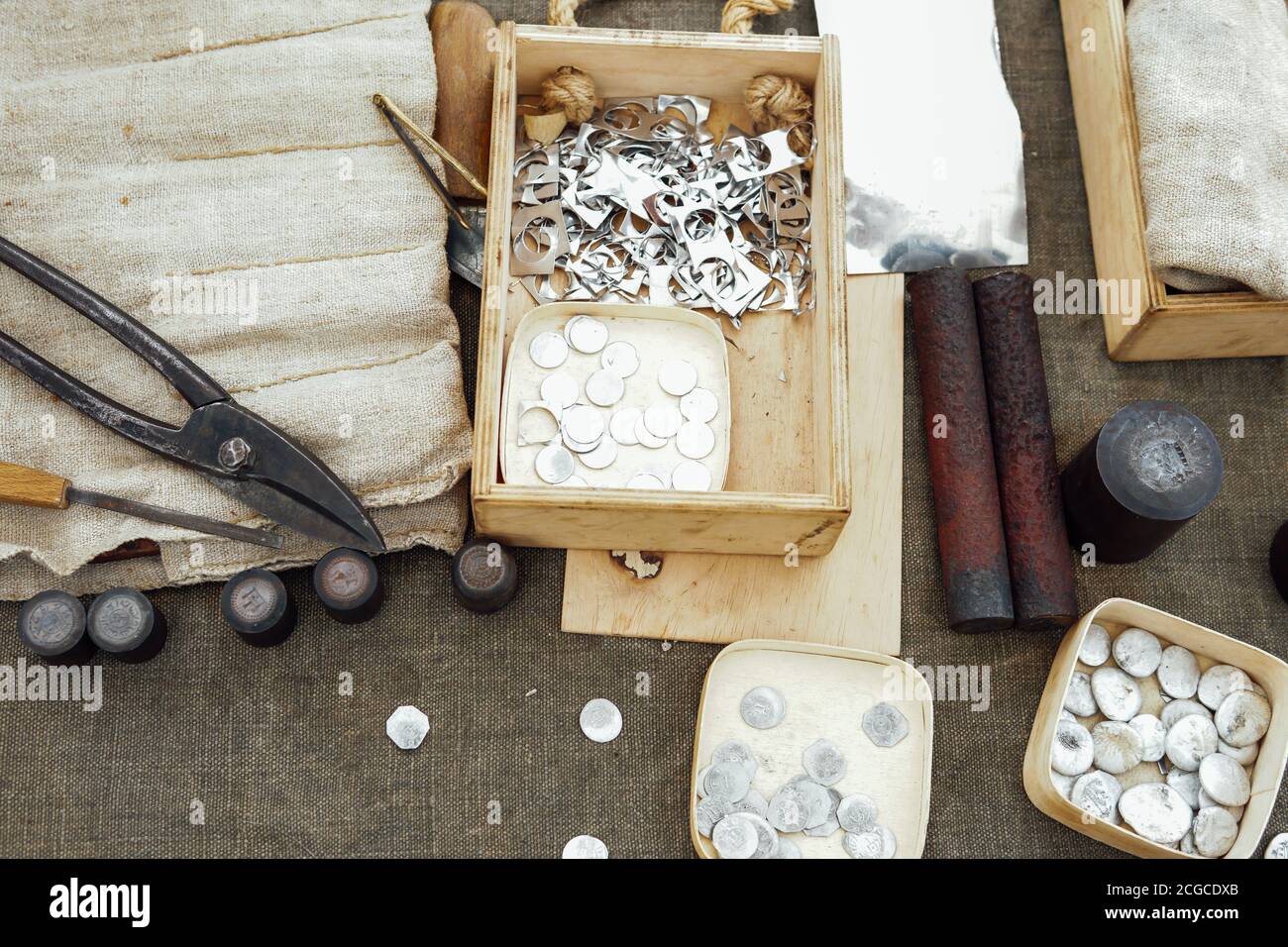 Blacksmith accessories for minting old coins iron Stock Photo - Alamy