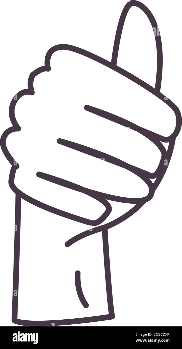 l hand sign language line style icon design of People help finger ...