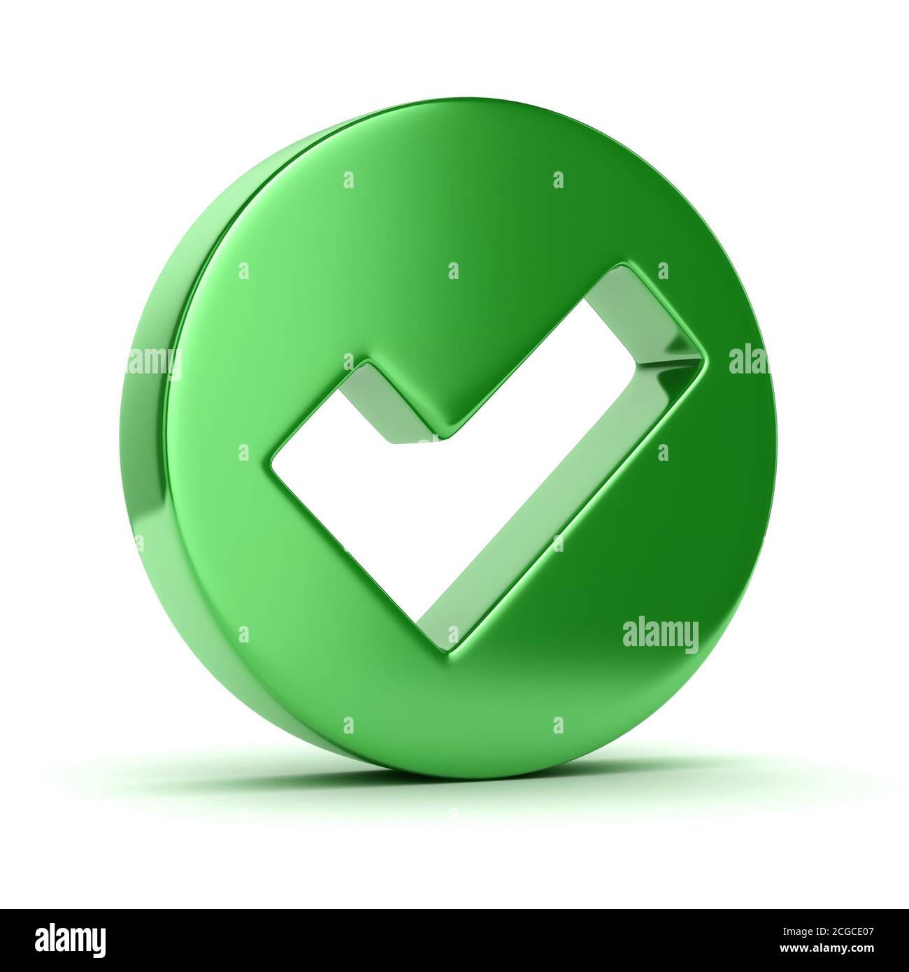 Green check mark 3d icon Stock Photo - Alamy