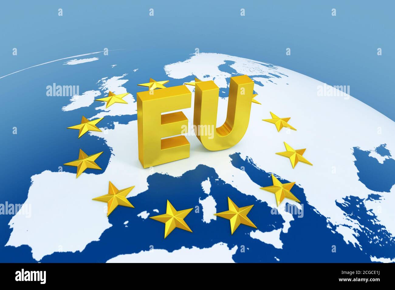 EU symbol over european continent 3d illustration Stock Photo - Alamy