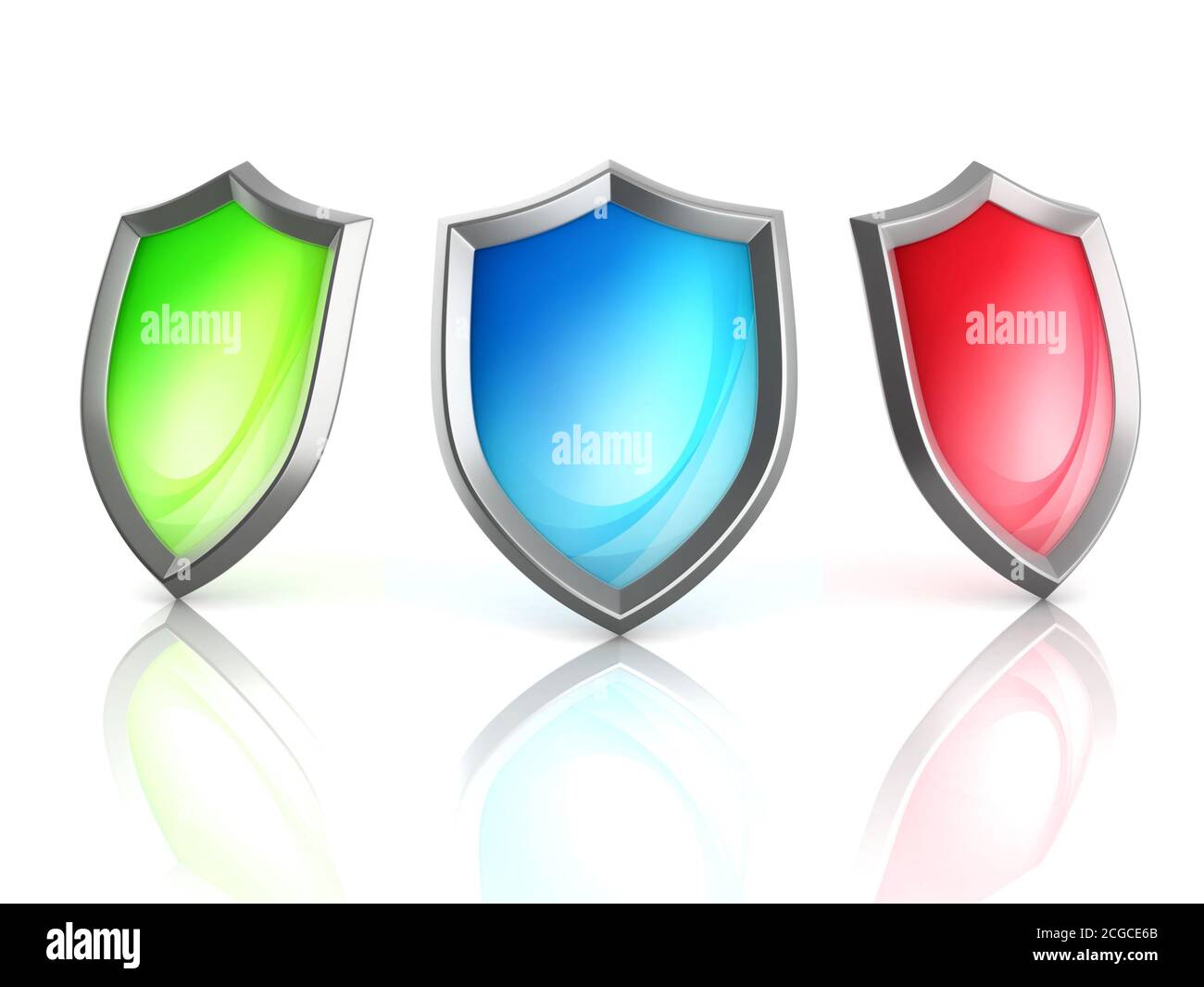 set of shields 3d illustration Stock Photo - Alamy