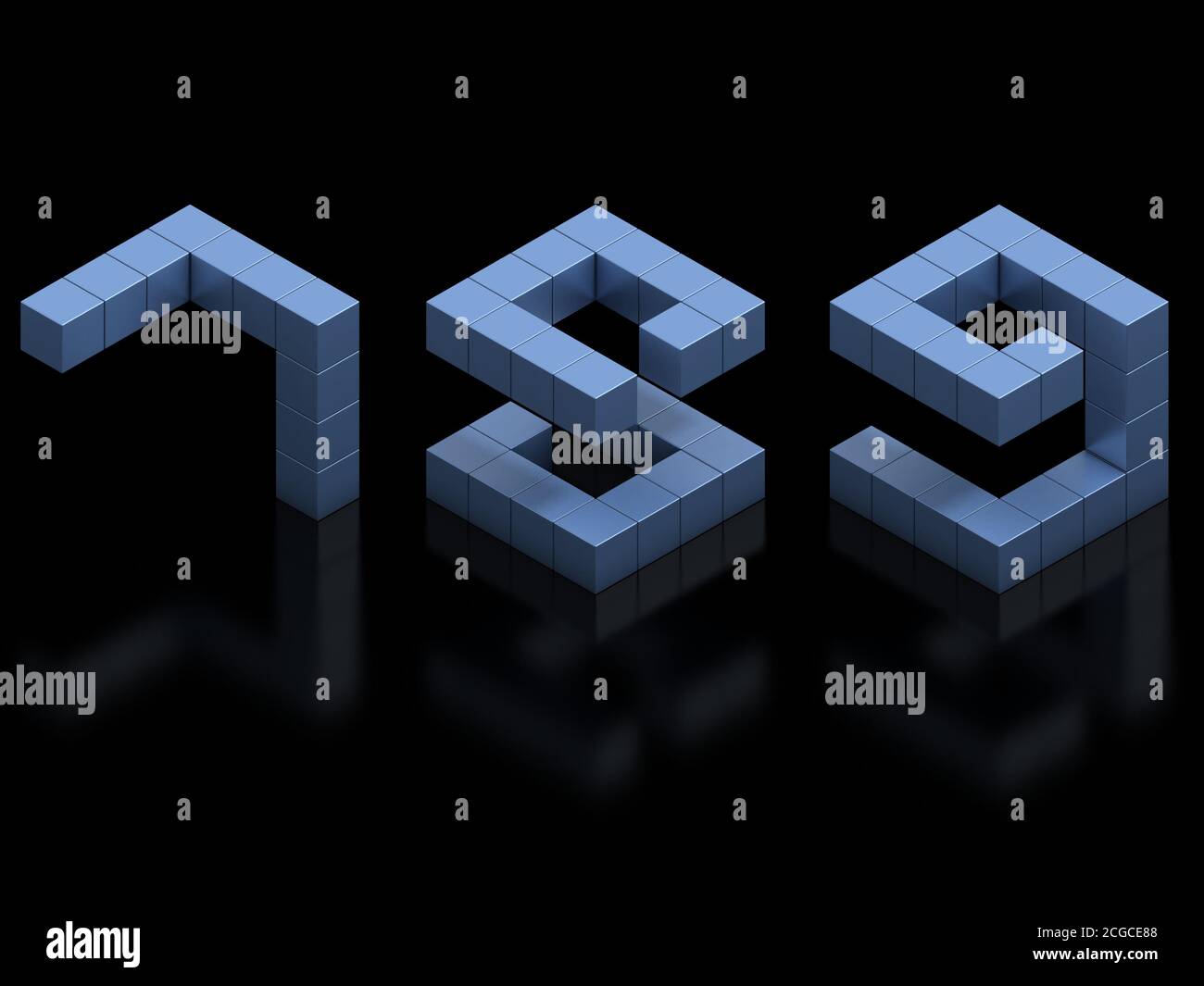 cubical 3d font numbers 7 8 9 Stock Photo - Alamy