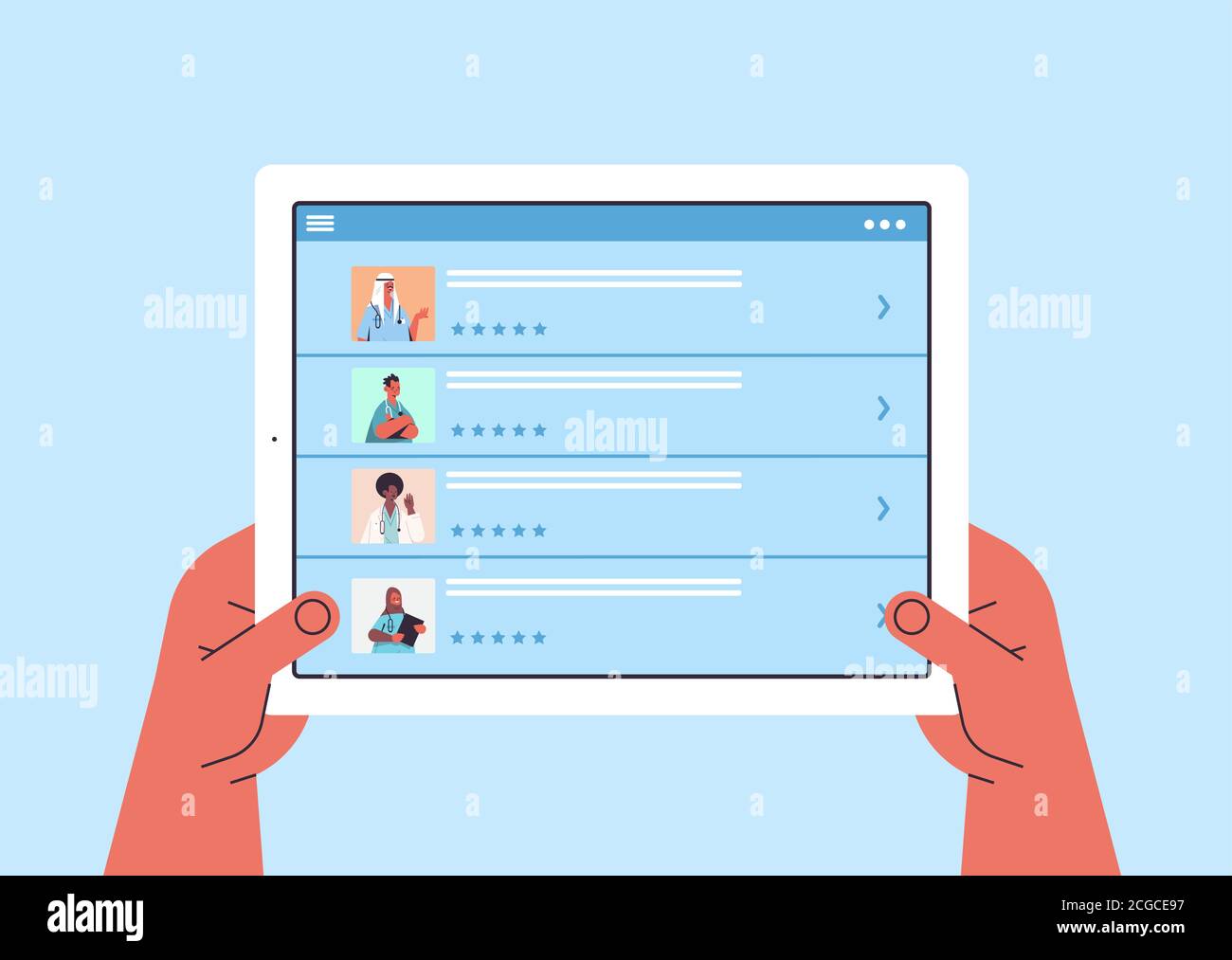 Nurse consulting tablet screen Stock Vector Images - Alamy