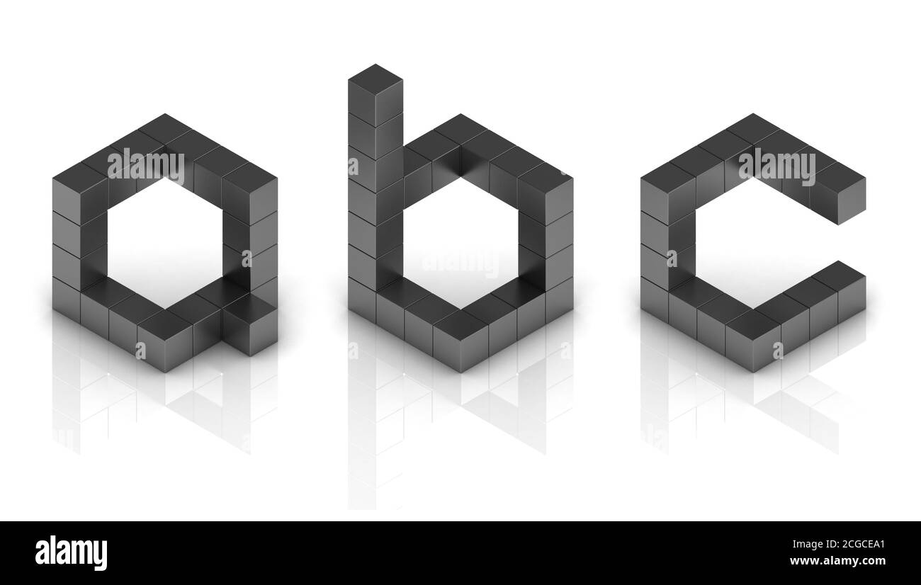cubical 3d font letters a b c Stock Photo - Alamy