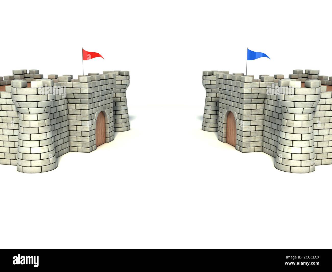two strongholds on white background Stock Photo - Alamy