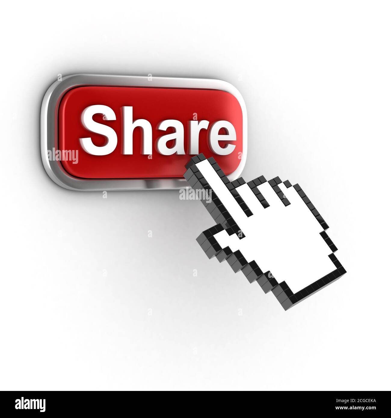 share 3d button on white background Stock Photo - Alamy