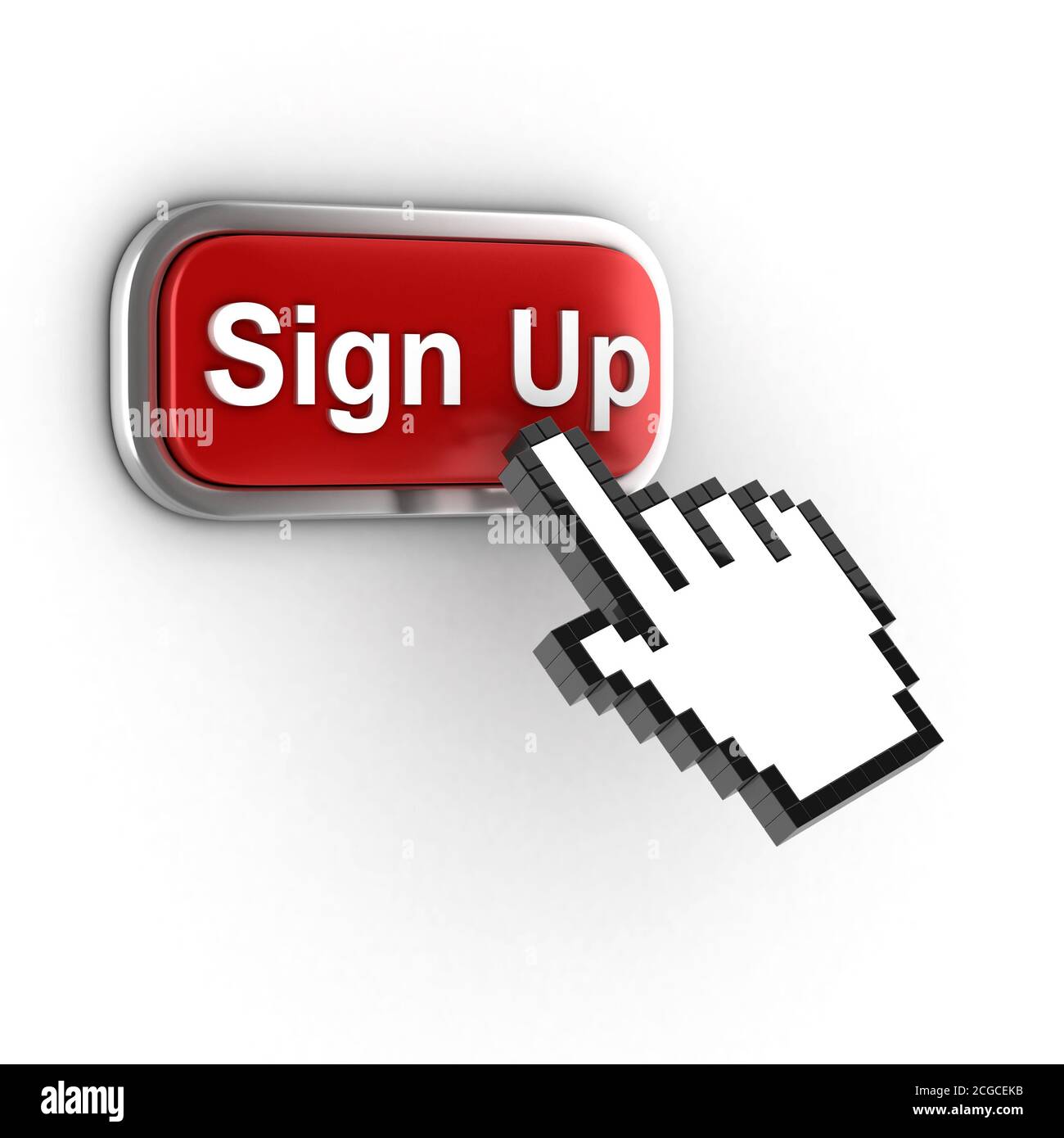 sign up 3d button on white background Stock Photo - Alamy