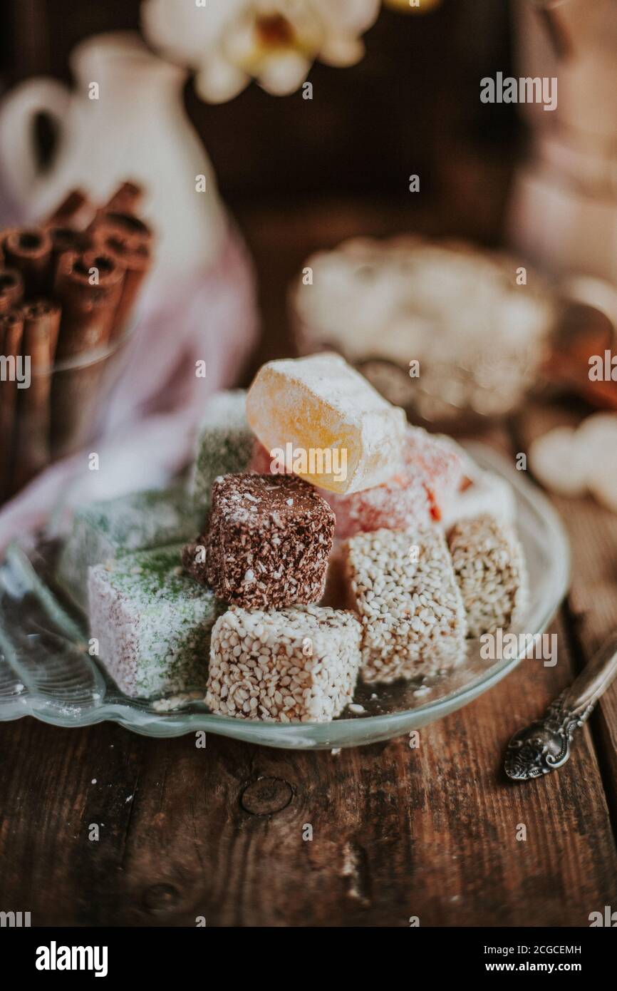 Turkish Delight - a gelatinous sweet confection traditionally made of ...