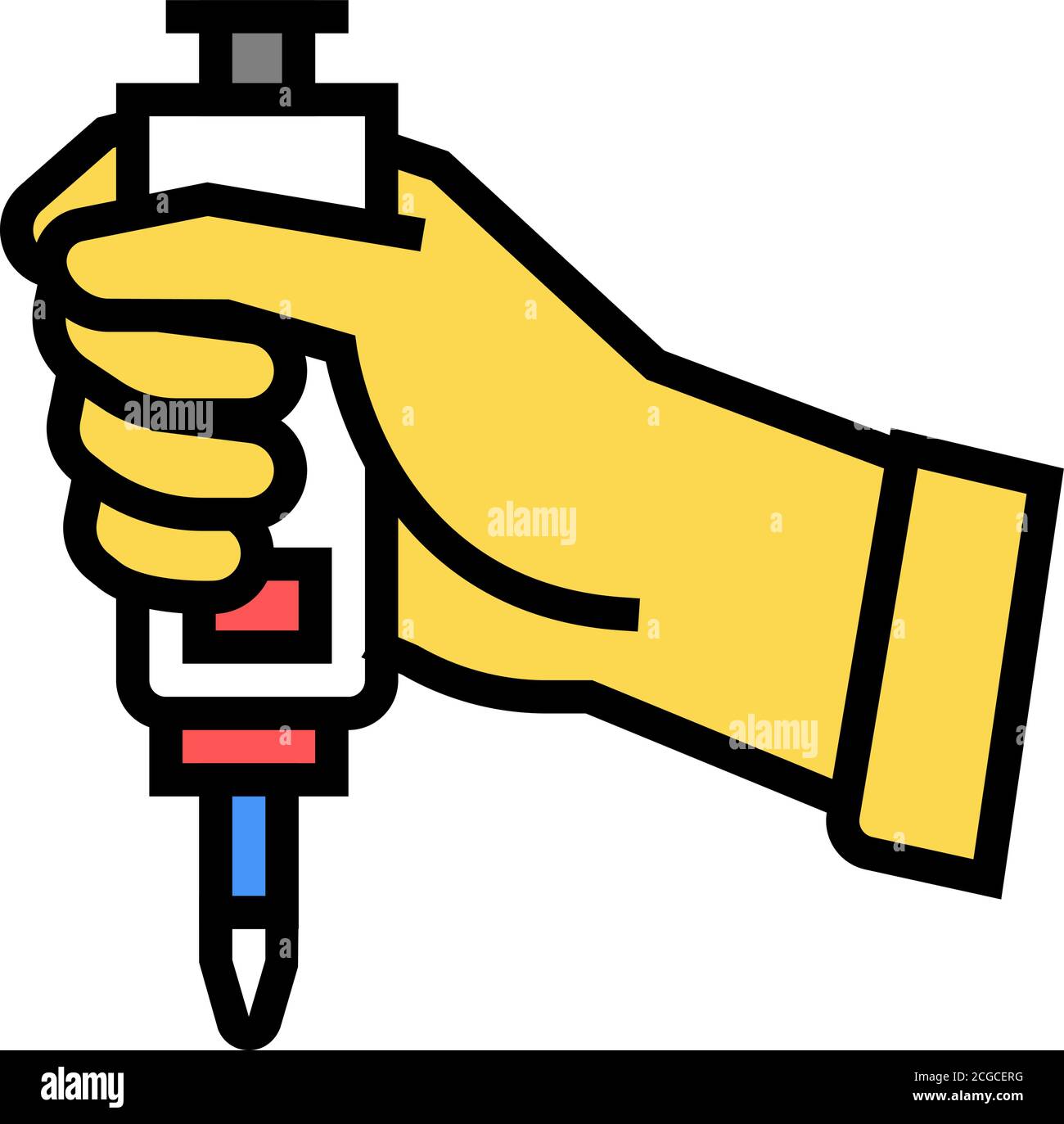 hand holding chemical tool color icon vector isolated illustration ...