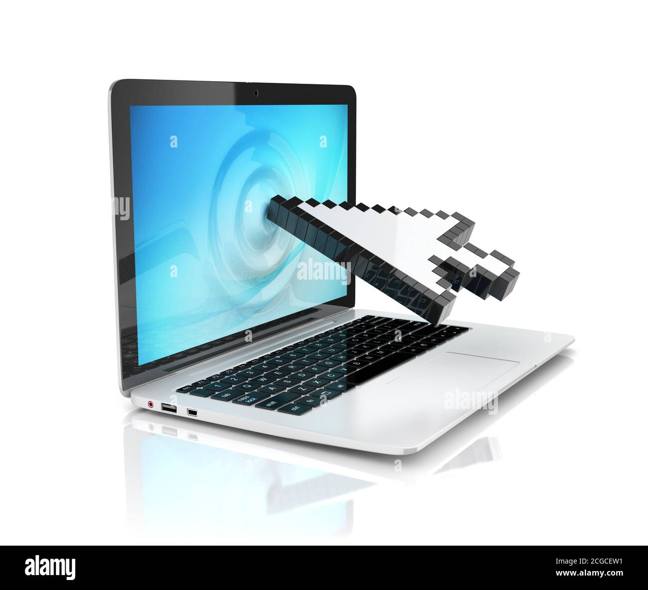 digital era - laptop with 3d cursor Stock Photo - Alamy