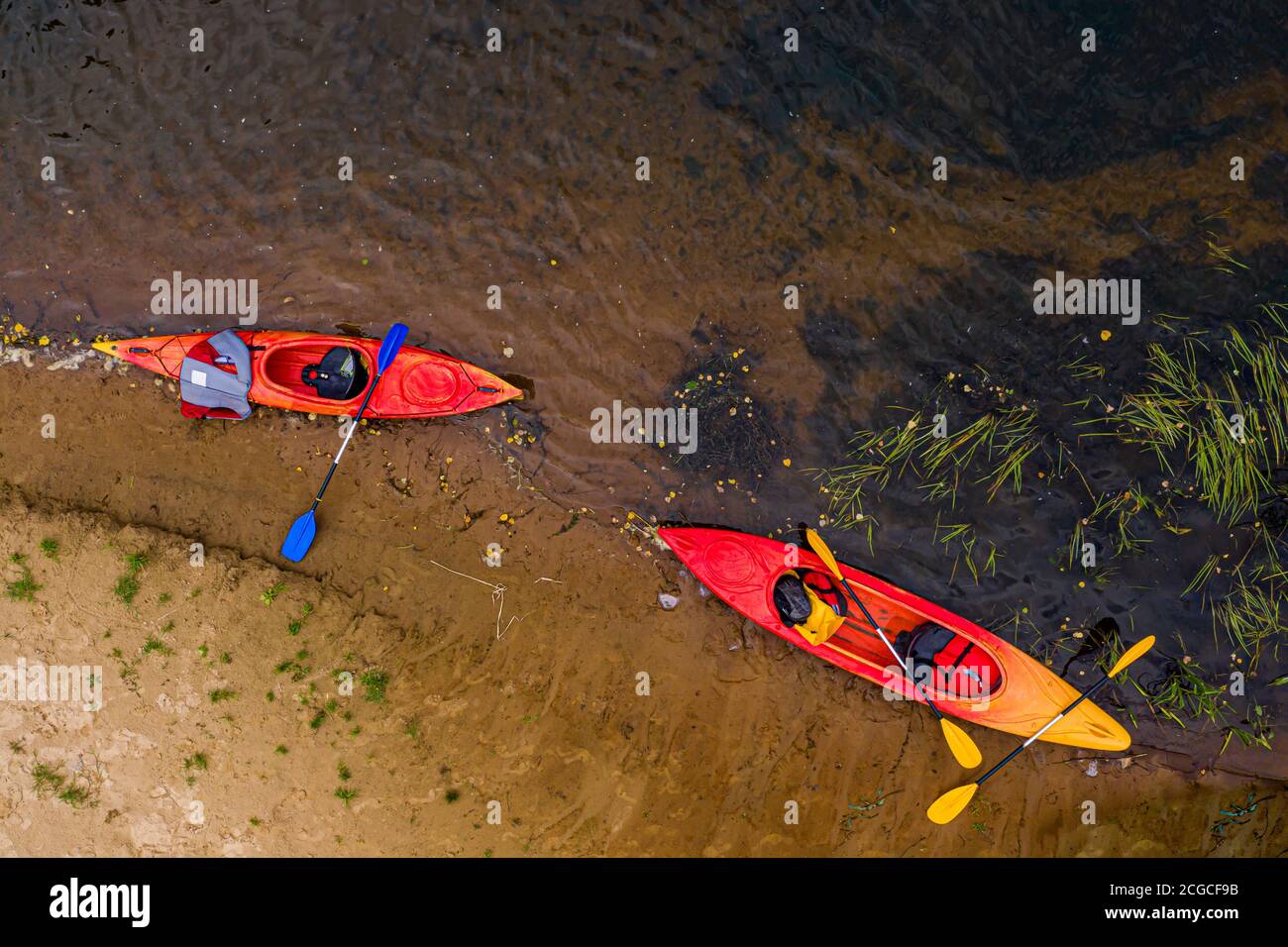 Aerial view kayaks on lake hi-res stock photography and images - Alamy
