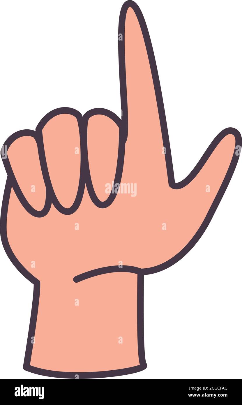 L Hand Sign Language Line And Fill Style Icon Design Of People Help Finger Person Learn