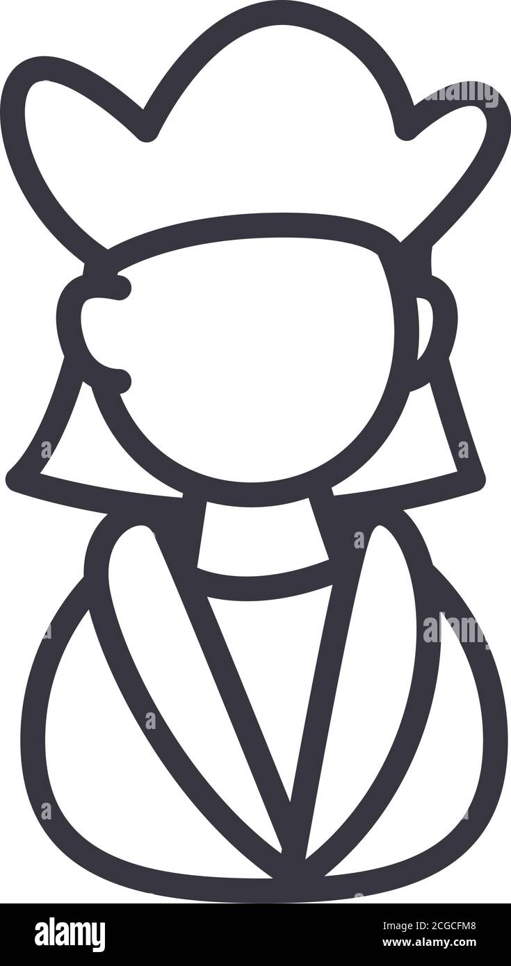 Christopher Columbus man line style icon design of america and ...