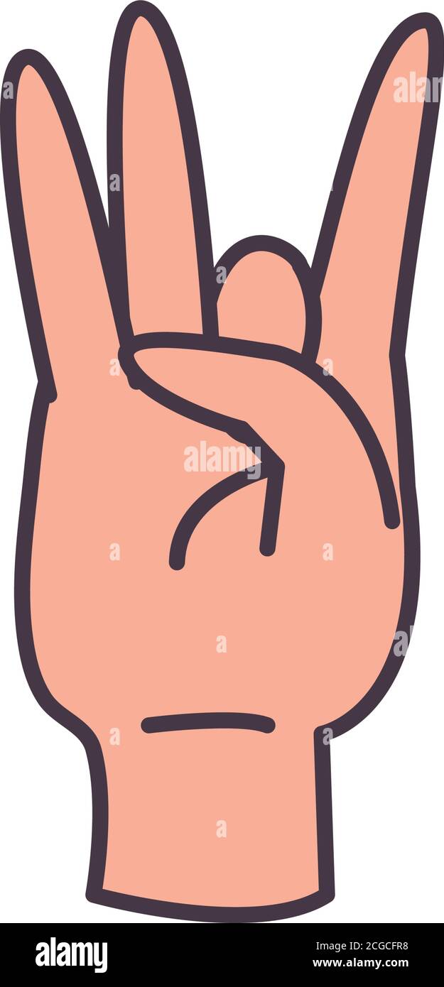 eight hand sign language line and fill style icon design of People help ...