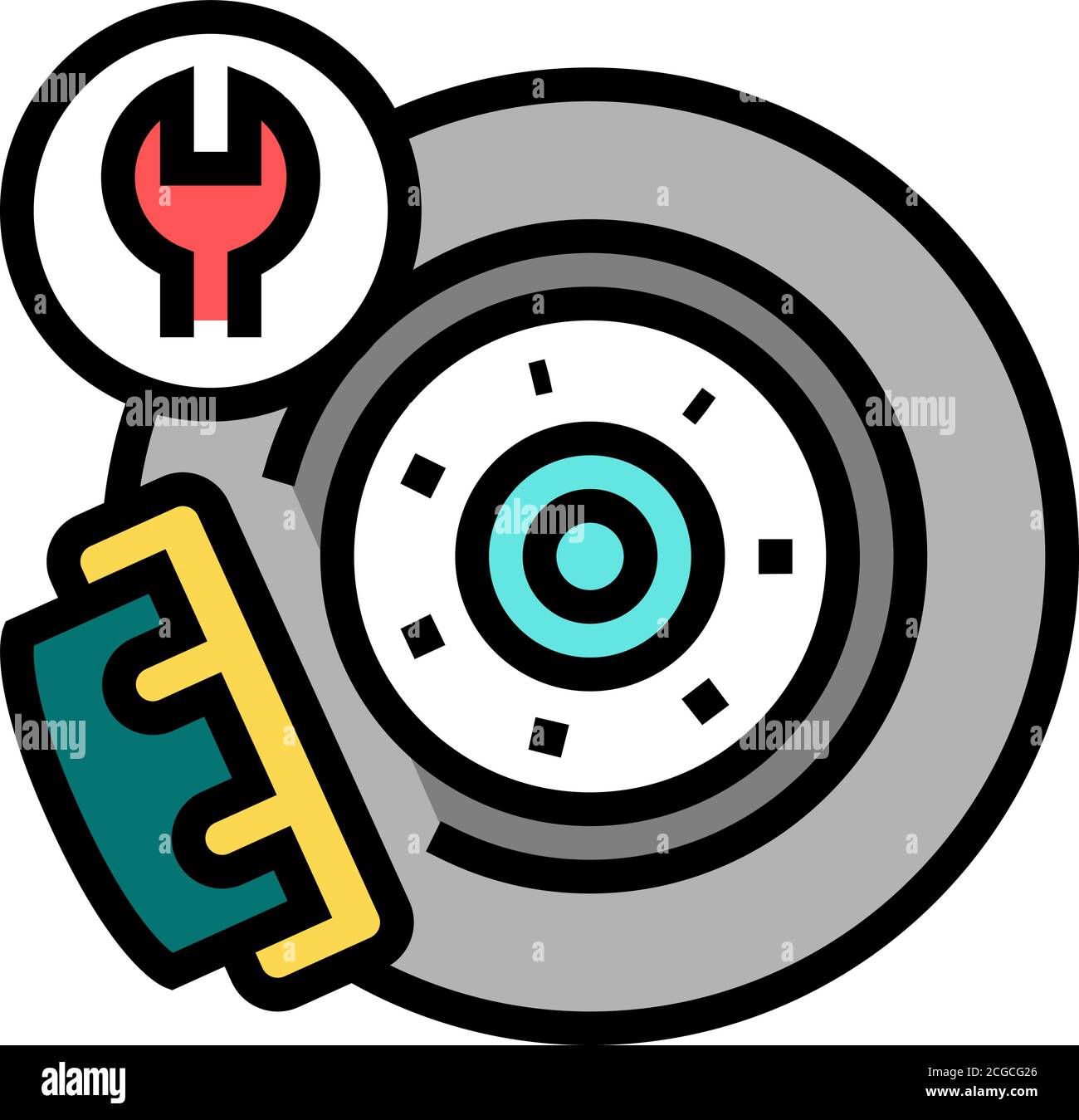 brake disc repair color icon vector isolated illustration Stock Vector ...