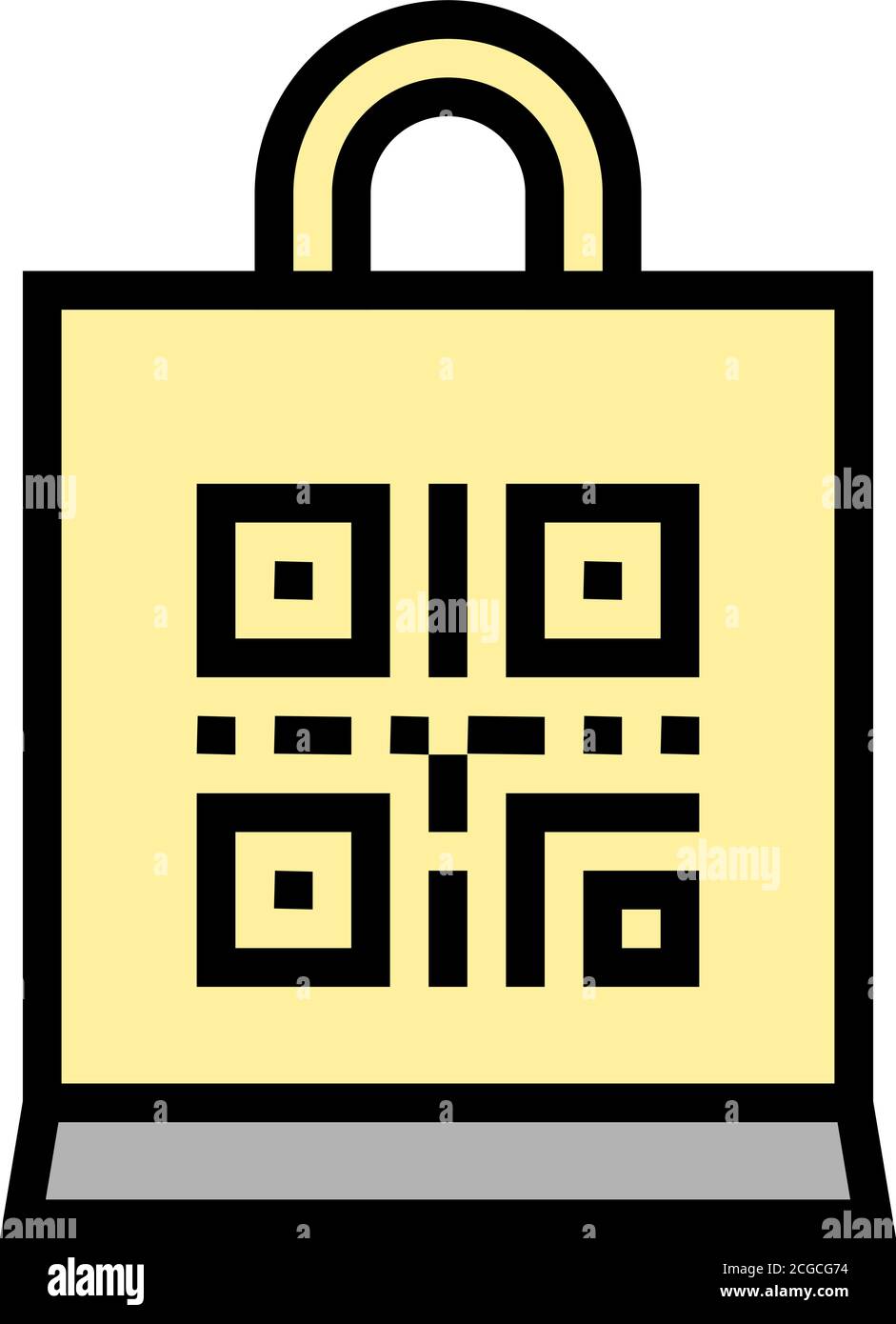 qr code on shop bag color icon vector isolated illustration Stock ...